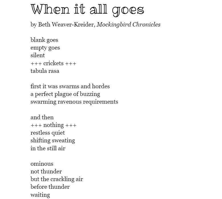 When It All Goes. . . | Mockingbird Chronicles